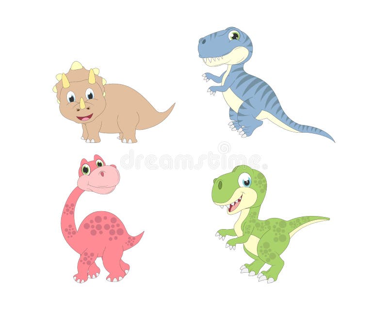 Cute Dinosaur Cartoon Simple Vector Illustration Stock Vector ...