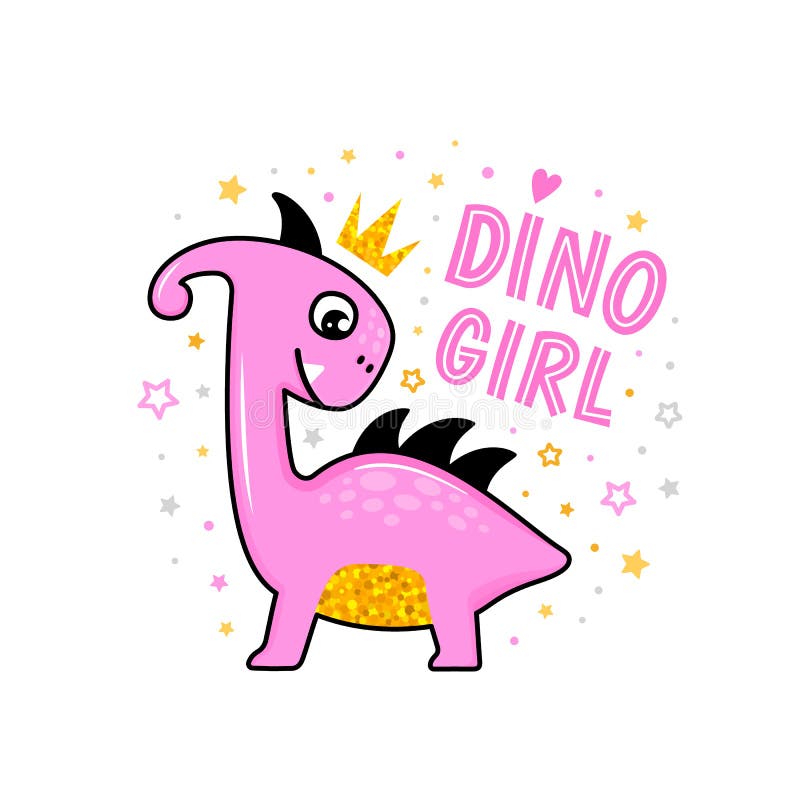 Princess Girl Pink Dinosaur Stock Illustrations – 136 Princess Girl ...