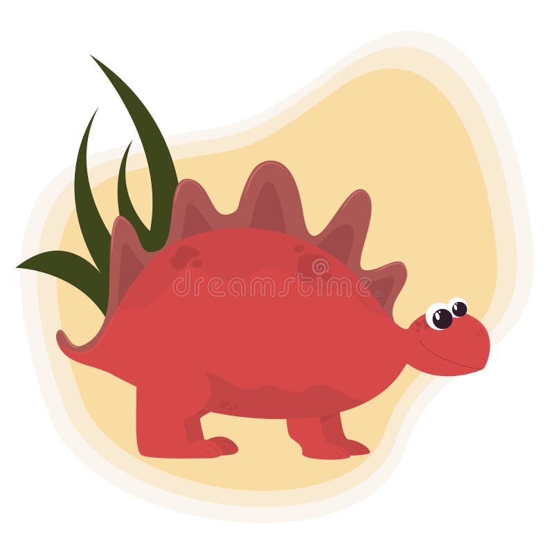Cute Dinosaur of Red Color. Cartoon Style Stock Illustration ...