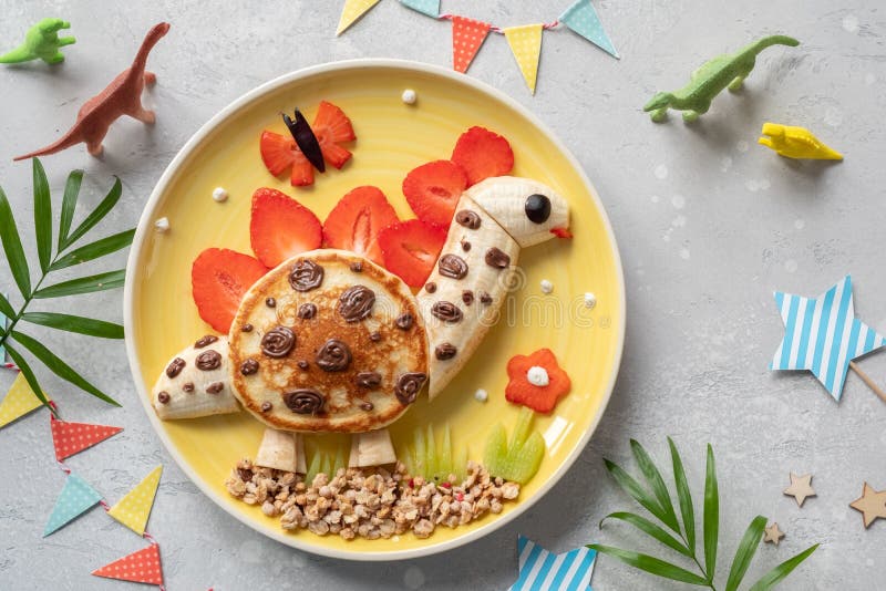 Cute Dinosaur Shaped Pancake Stock Photo - Image of funny, meal: 183211176