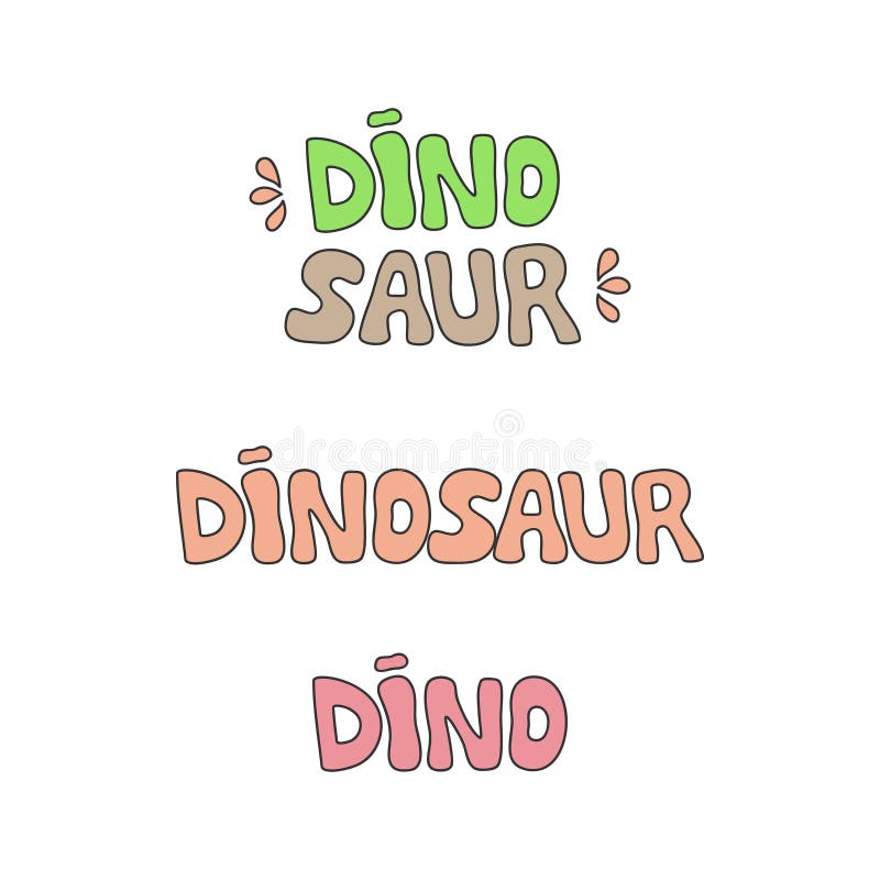 Cute Dinosaur Vector Hand Writings Stock Vector - Illustration of black ...