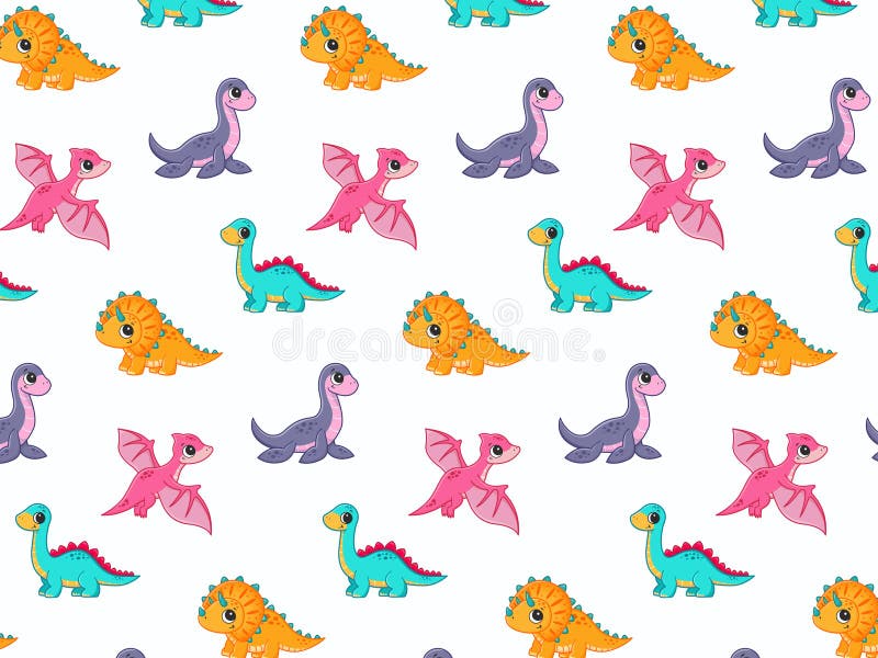 Cute Dinosaurs Childrens Pattern. Vector Illustration Stock Vector ...