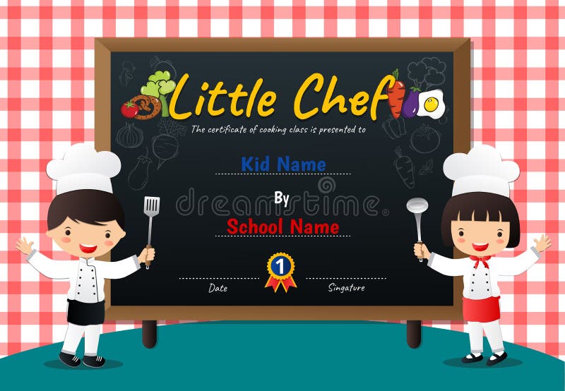 Kids Cooking Class Certificate 2 Stock Vector - Illustration of eating ...