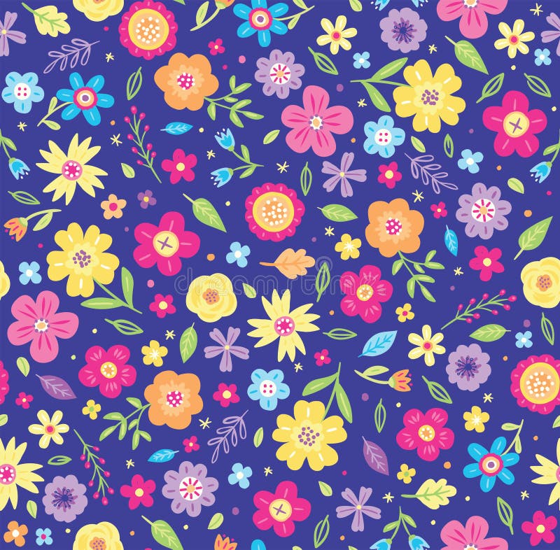 Ditsy Floral Seamless Vector Pattern Stock Vector - Illustration of ...