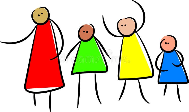 Cute and Diverse Group of Stick Friends Stock Illustration ...