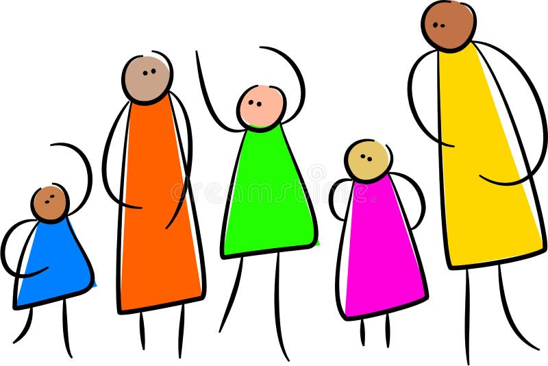 Cute and Diverse Group of Stick Friends Stock Illustration ...