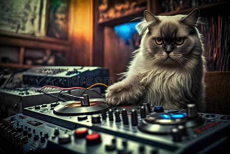 Cute Dj Cat. Neural Network AI Generated Stock Illustration ... Cute Dj Cat. Neural Network AI Generated Stock Illustration ...
