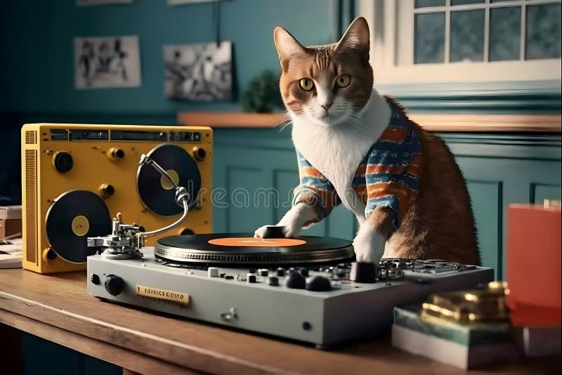 Cute Dj Cat. Neural Network AI Generated Stock Illustration ... Cute Dj Cat. Neural Network AI Generated Stock Illustration ...