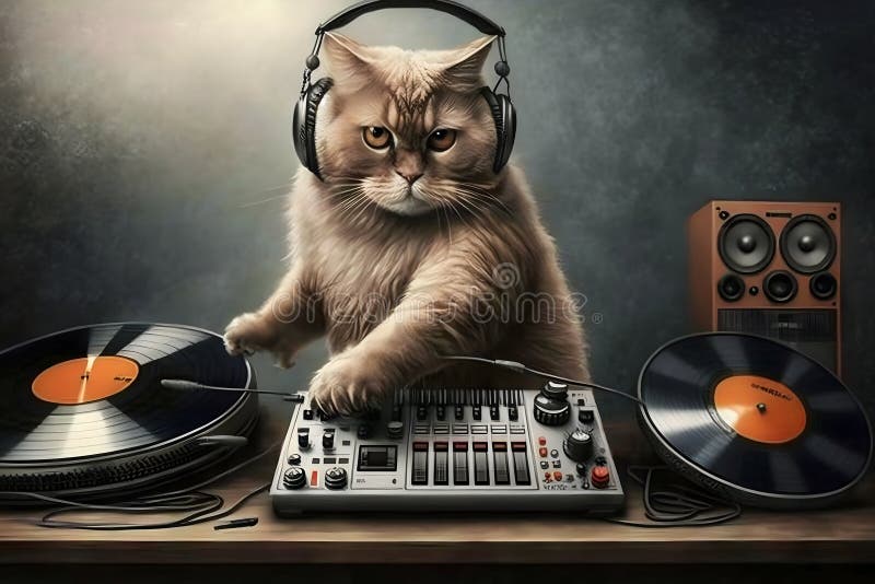 Cute Dj Cat. Neural Network AI Generated Stock Illustration ...