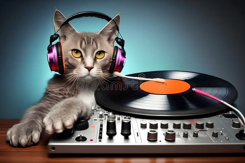 Cute Dj Cat. Neural Network AI Generated Stock Illustration ...