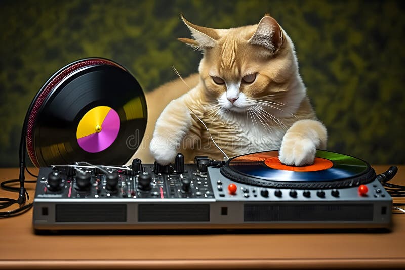 Cute Dj Cat. Neural Network AI Generated Stock Illustration ...