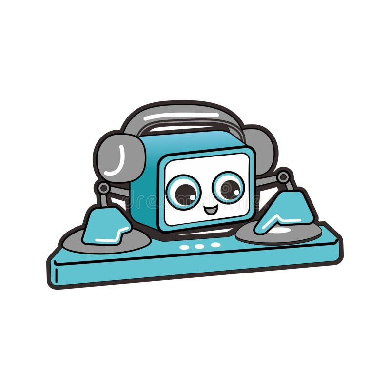 Cute Dj Robot and Party Concept Vector Design Stock Vector ...