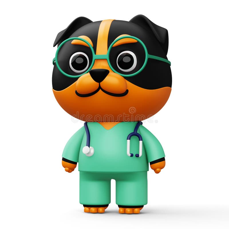 Cute Doctor Dog, 3d Cartoon Dog Character, 3d Rendering Stock ...