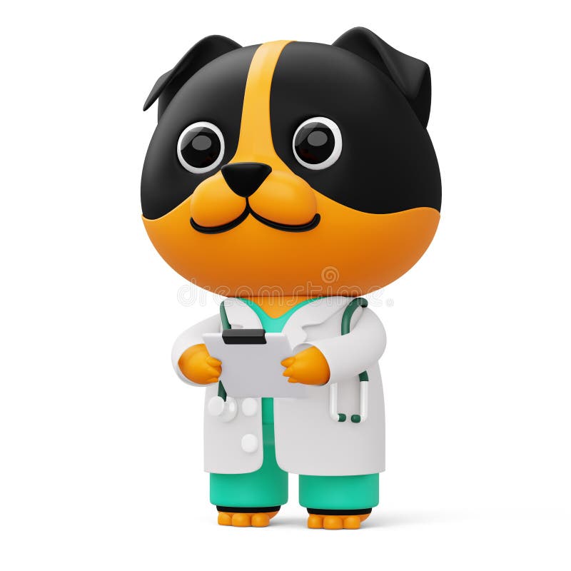 Cute Doctor Dog, 3d Cartoon Dog Character, 3d Rendering Stock ...