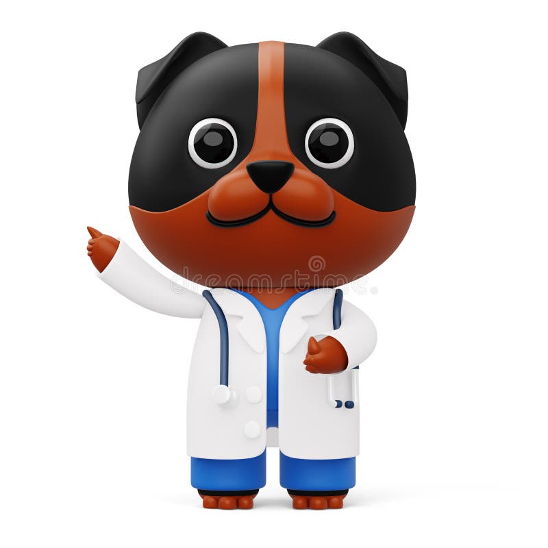 Cute Doctor Dog, 3d Cartoon Dog Character, 3d Rendering Stock ...