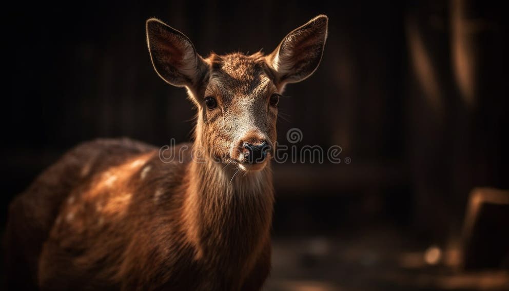 Cute Doe Standing in Grass, Looking at Camera with Focus Generated by ...