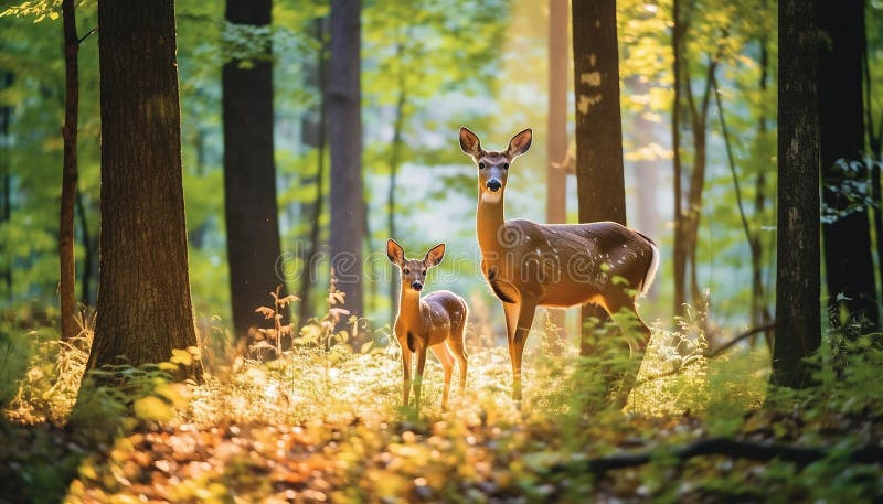 Cute Doe Standing in Green Forest, Looking at Camera Generated by AI ...