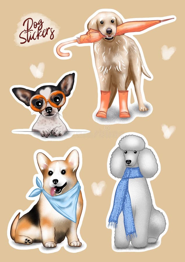 Cute Dog, Best Friend Character, Sticker Pack Stock Illustration ...