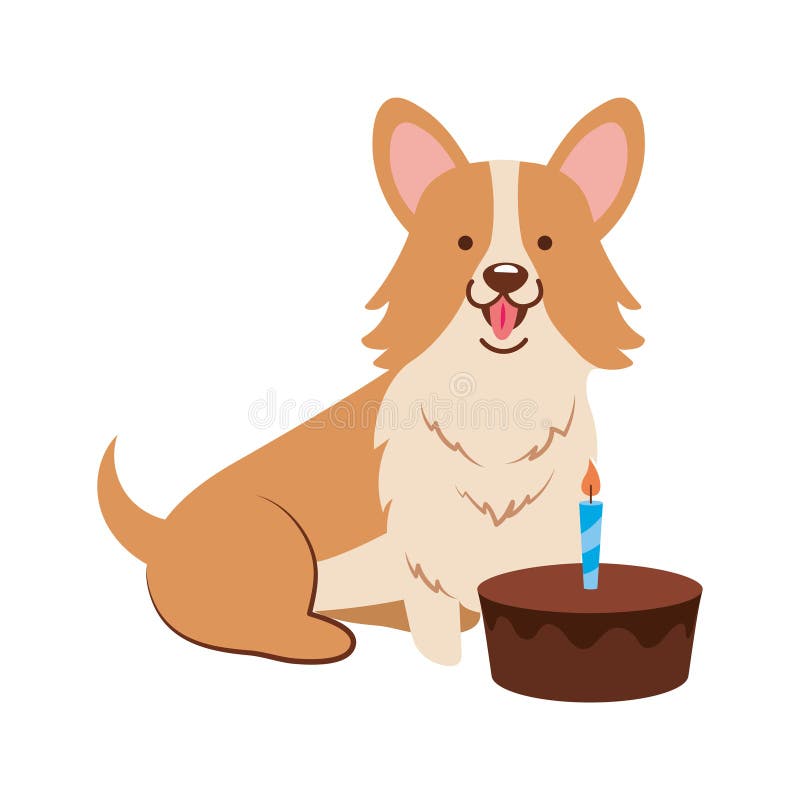 Cute Dog with Birthday Cake Stock Illustration - Illustration of cute ...