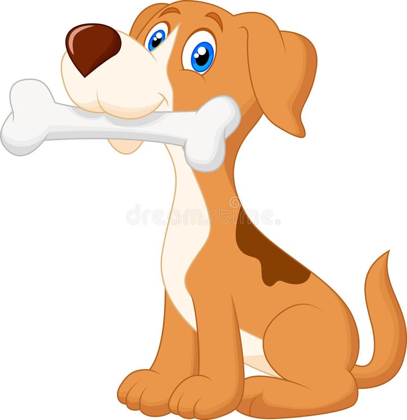 Cute dog with bone stock vector. Illustration of adorable - 45726296