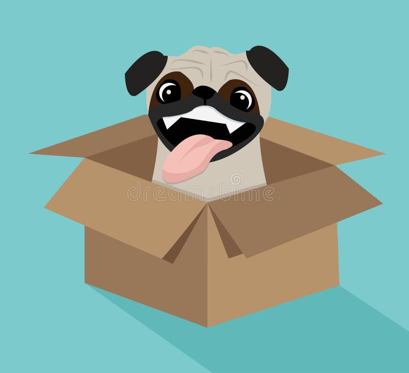 Cute dog in the box stock vector. Illustration of cute - 94222142