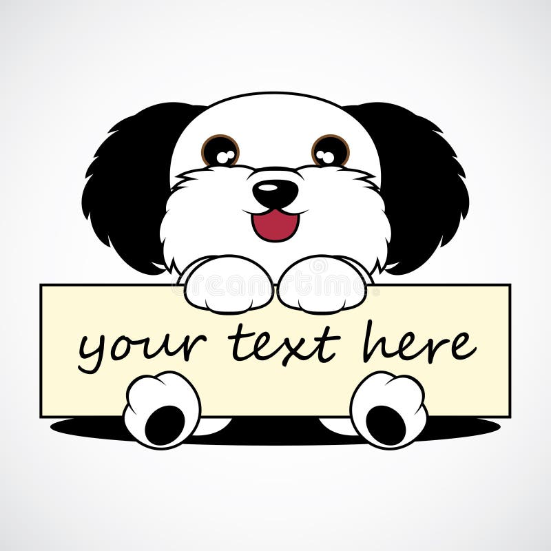 Cute Dog Cartoon with Label Stock Vector - Illustration of emblem ...