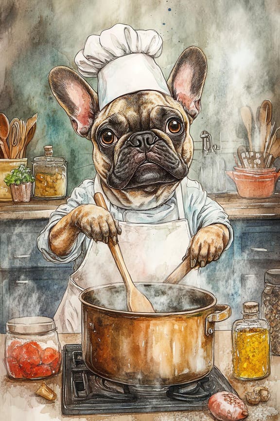 A Cute Dog Chef Cooking in the Kitchen with a Pot Generative AI Stock ...