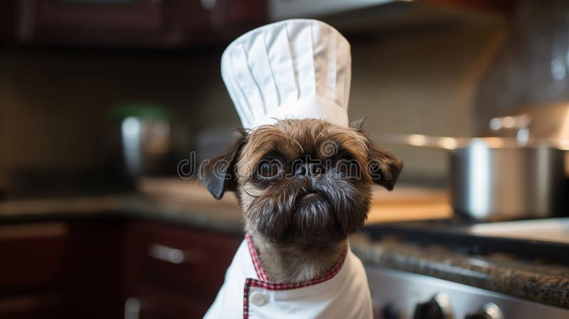 Cute Dog in a Chef S Hat in the Kitchen Stock Image - Image of ...