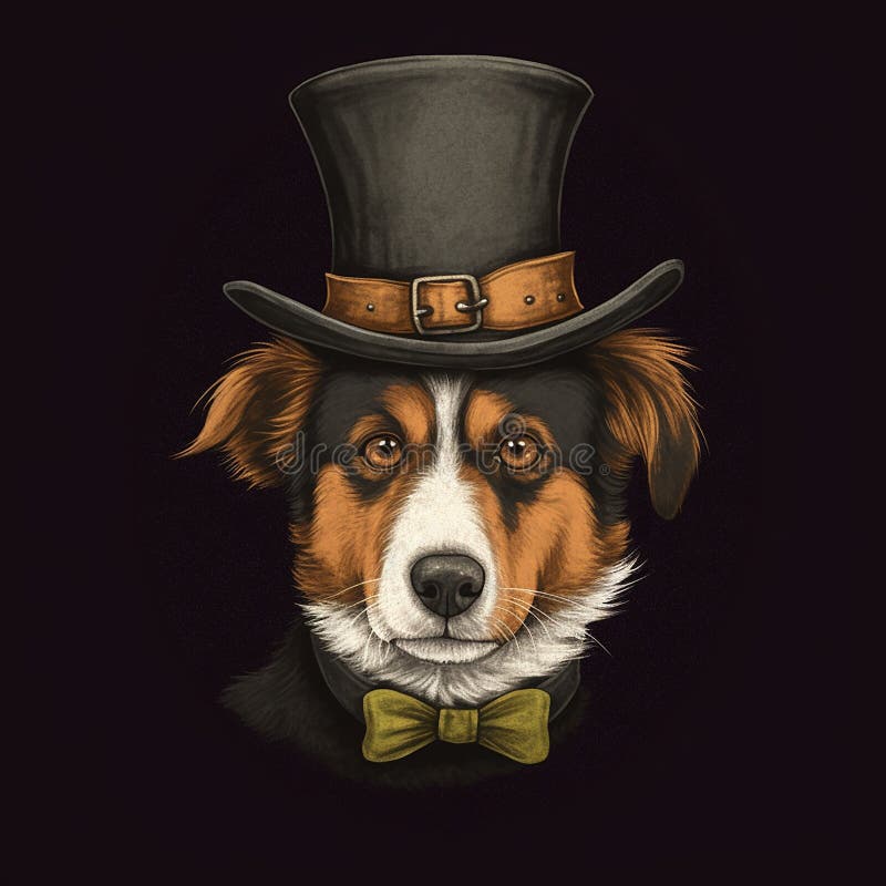 Dog Wearing a Top Hat. Created Using Ai Generative. Stock Illustration ...