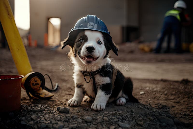 Cute Dog in Construction Site Stock Illustration - Illustration of dogs ...