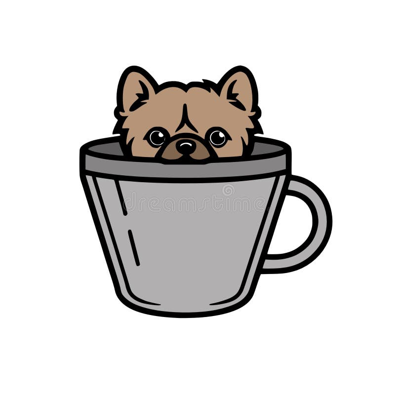 Cute Dog in the Cup of Coffee Illustration Design Stock Illustration ...
