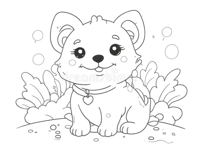 Cute Dog Drawing Coloring Book Stock Illustration - Illustration of ...