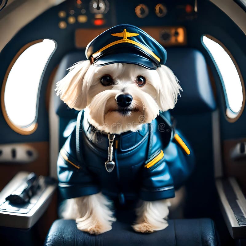Cute Dog Dressed As a Pilot - Ai Generated Image Stock Illustration ...