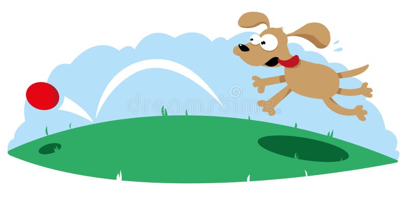 Cute Dog Following a Ball stock vector. Illustration of bouncing - 27090135