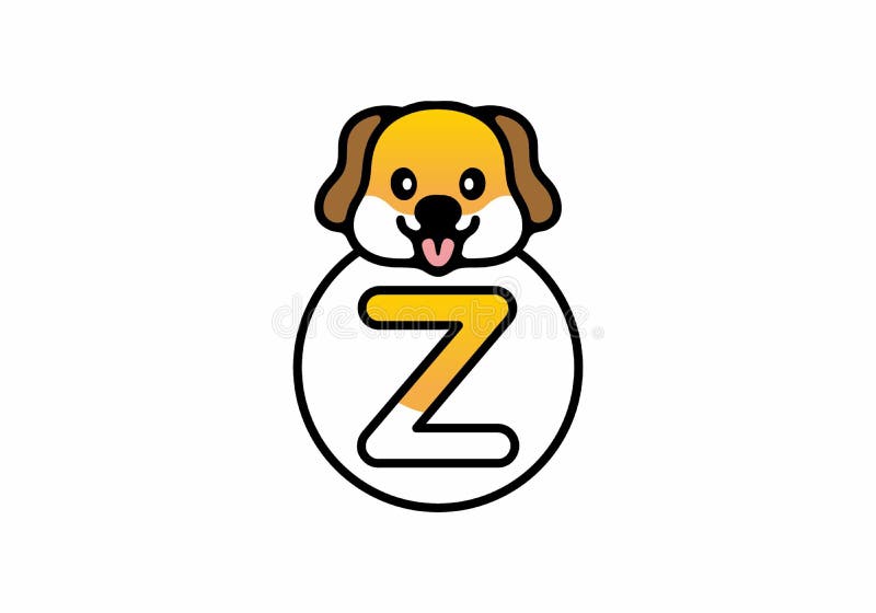 Cute Dog Head with Z Initial Letter Stock Vector - Illustration of ...