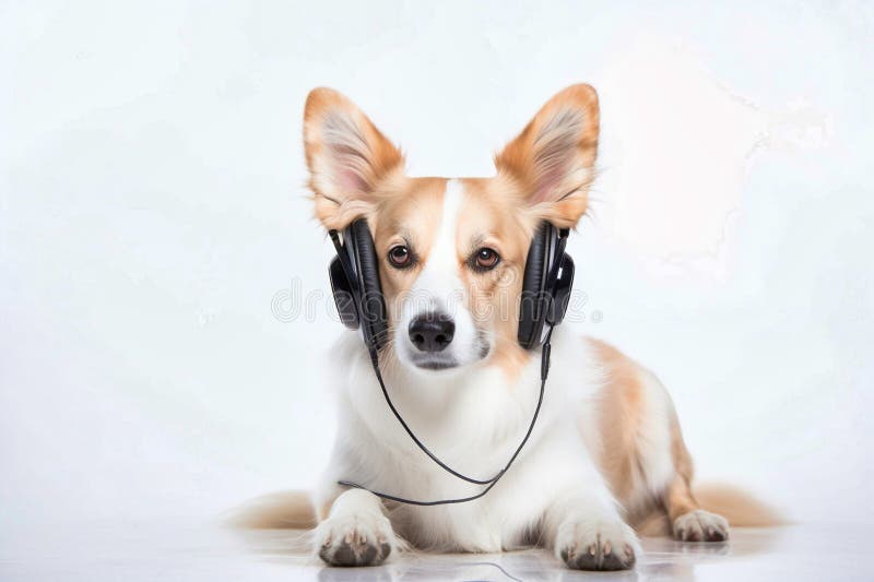 Cute Dog in Headphones, Generative AI Stock Illustration - Illustration ...