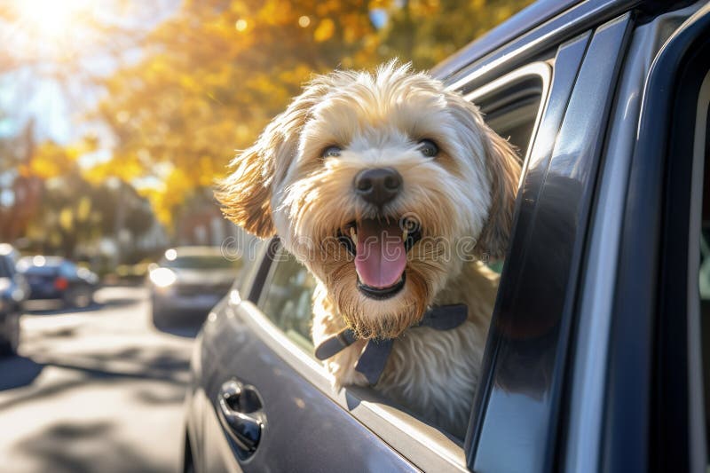 Cute Dog Looking Out of Car Window Stock Illustration - Illustration of ...