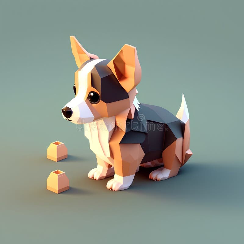 Cute Dog in Low Poly Style. 3d Render Illustration Stock Illustration ...