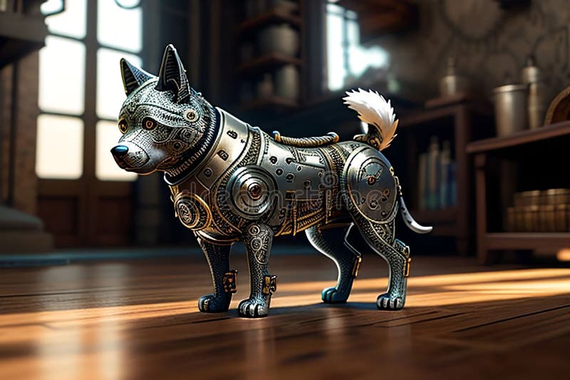 Cute Dog Made Out of Metal Generated by AI Stock Illustration ...