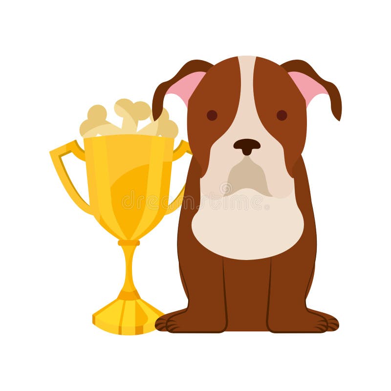 Cute Dog Mascot with Trophy Stock Vector - Illustration of nature ...