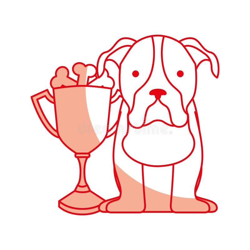 Cute Dog Mascot with Trophy Stock Vector - Illustration of animal ...