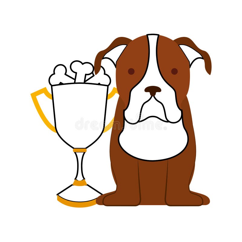 Cute Dog Mascot with Trophy Stock Vector - Illustration of expression ...