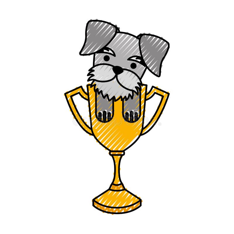 Cute Dog Mascot with Trophy Stock Vector - Illustration of element ...