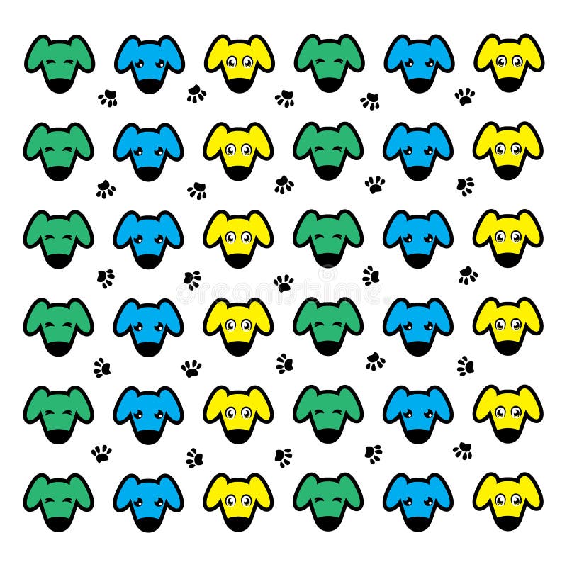 Cute Dog Pattern Design Vector Stock Vector - Illustration of face ...