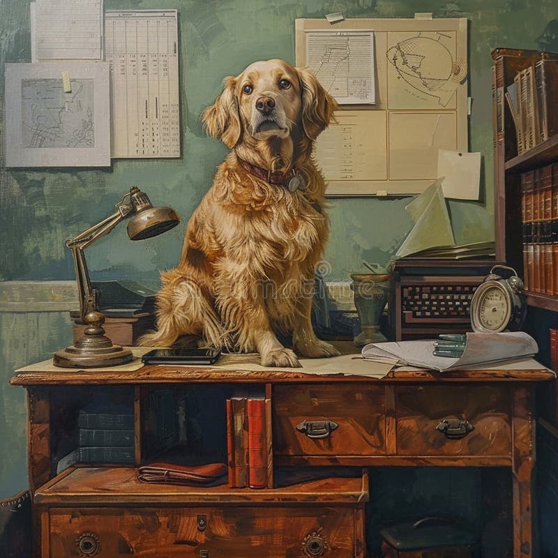 Cute Dog Perched on a Desk, Showcasing a Cozy Indoor Scene Stock Image ...