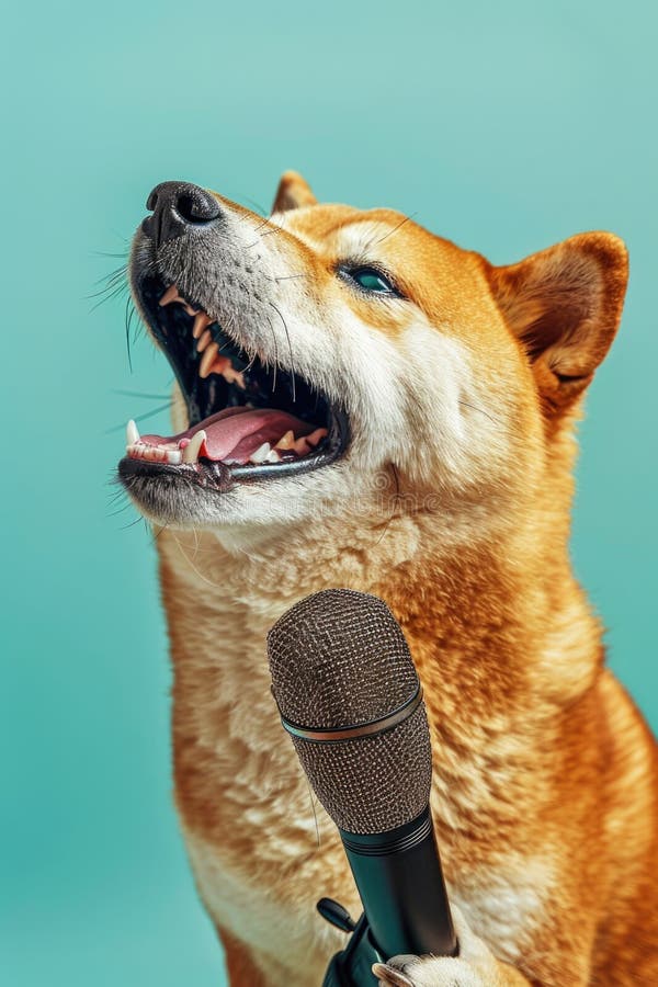 A Cute Dog Performing with a Microphone. Ideal for Music-related ...