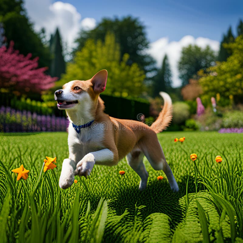 Cute Dog Playing in the Garden Created with Generative Ai Stock Photo ...