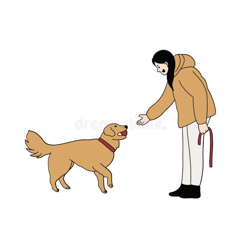 A Cute Dog Playing with Owner Illustration Stock Vector - Illustration ...