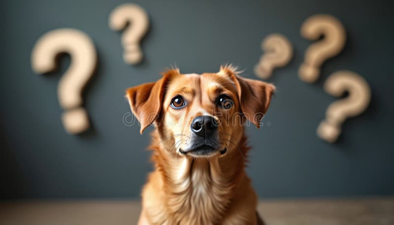 Thinking Dog with Question Mark Lights Stock Illustration ...