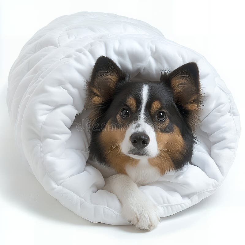 Cute Dog Relaxing in a Comfy Bed Stock Illustration - Illustration of ...